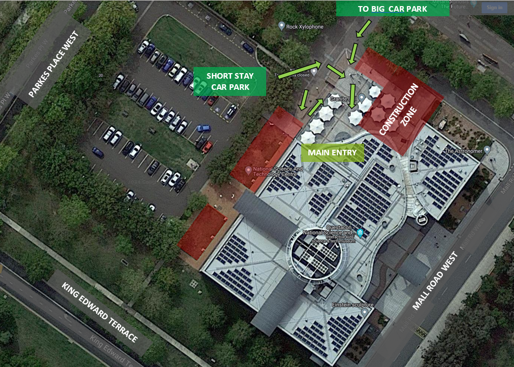 Getting here and parking | questacon